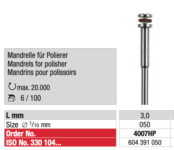 Disc Mandrel for polishers - Screw Type