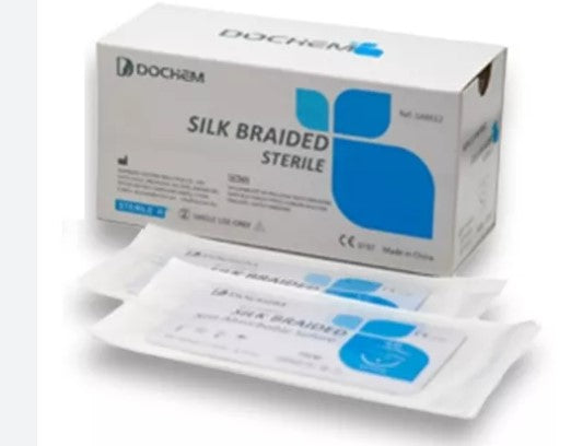 Disposable suture with needle- silk braided sterile